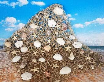 Large Dollhouse Miniature Fishing Net Natural Shells, Sand Dollars ...