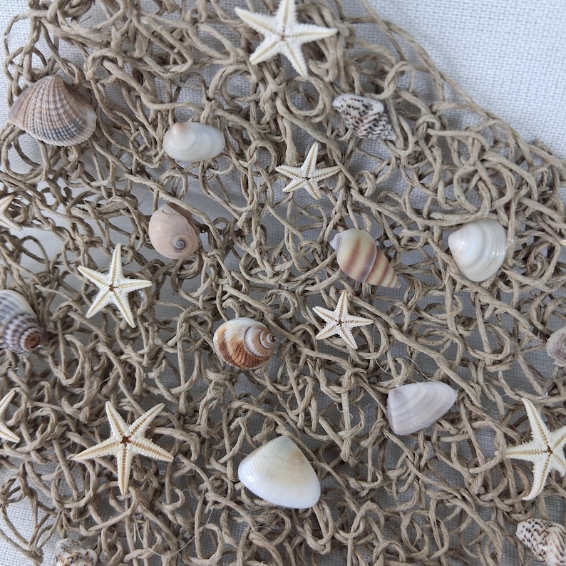 Miniature Hemp Fishing Net, Natural Shells and Starfish, Dollhouse ...