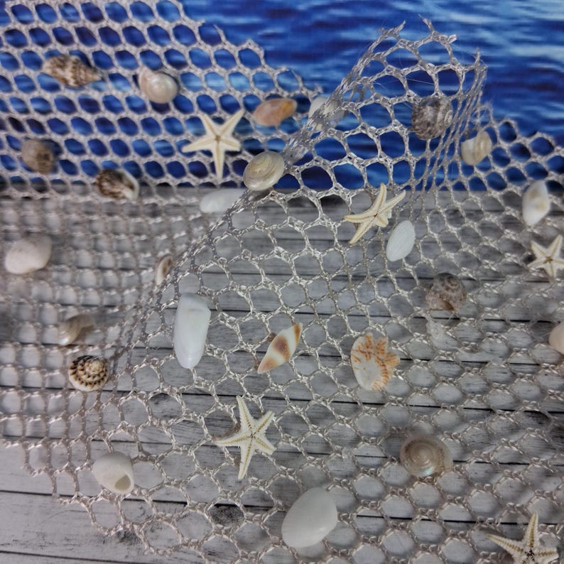 Small Dollhouse Miniature Fishing Net Natural Shells and Real Starfish ...