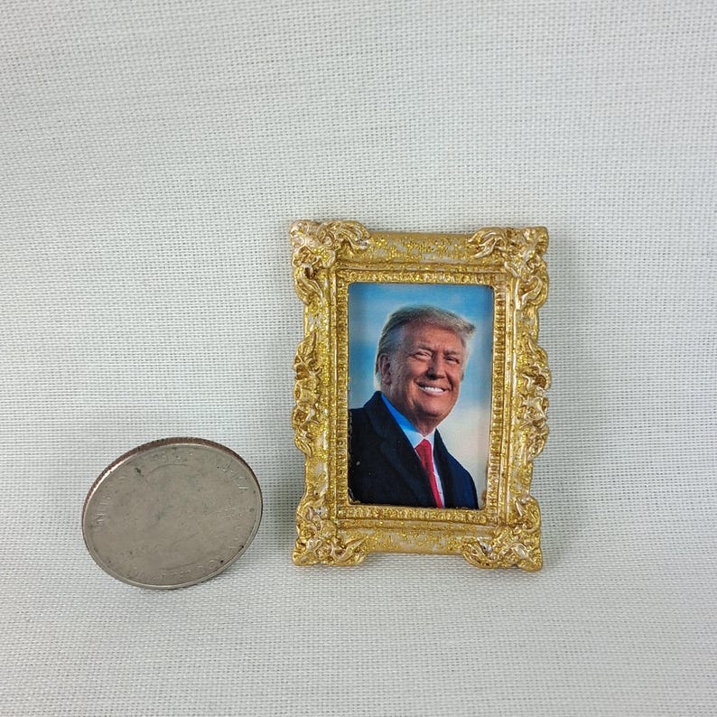 Miniature MAGA Framed Picture President Donald Trump 1:12 Dollhouse Art ...