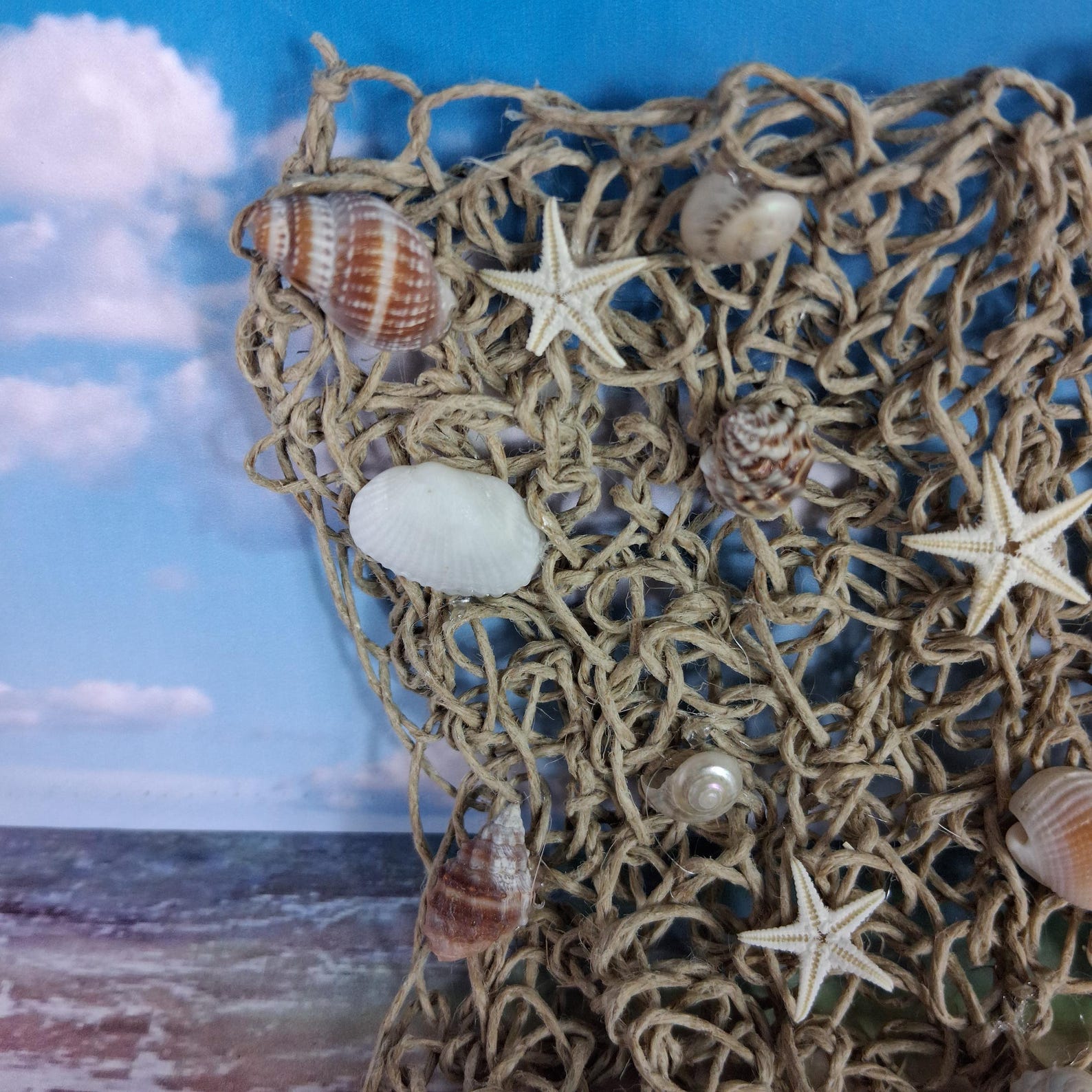 Miniature Fishing Net, Natural Shells and Starfish, Dollhouse Nautical ...