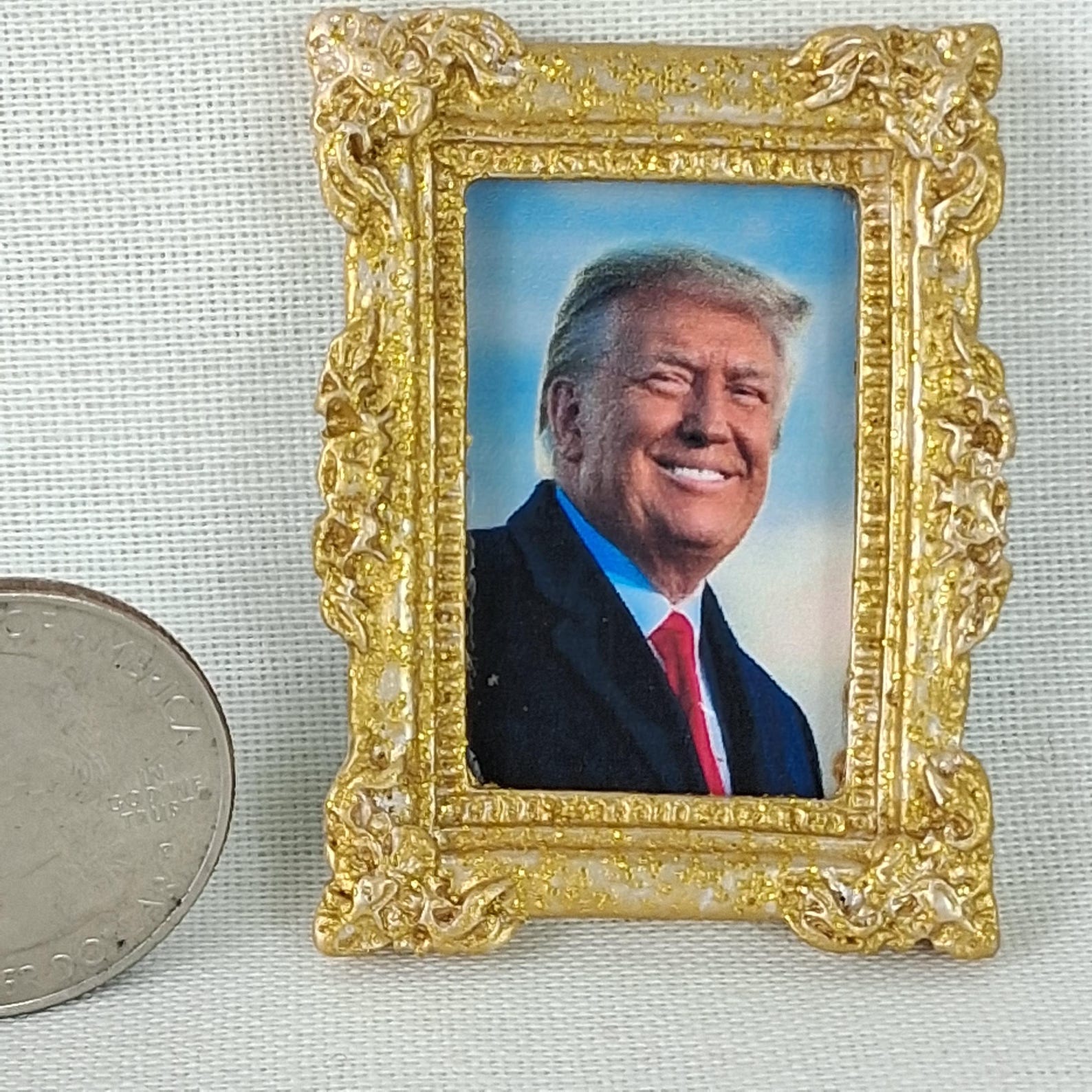 Miniature MAGA Framed Picture President Donald Trump 1:12 Dollhouse Art ...