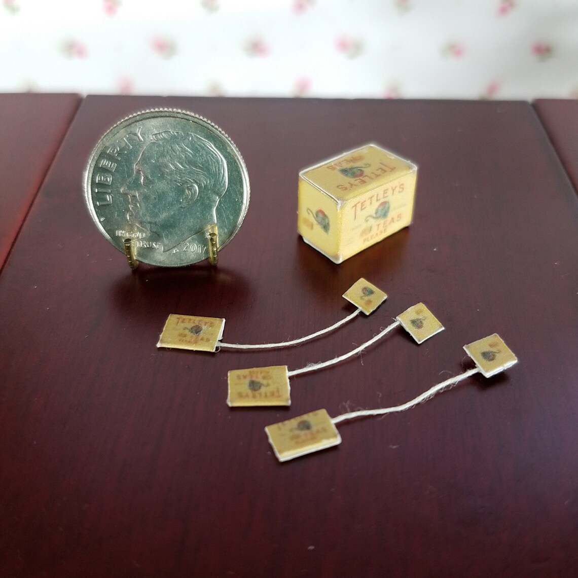 Miniature Tetley Tea Box and Bags, Dollhouse Diggs 1:12 Scale, Vintage ...