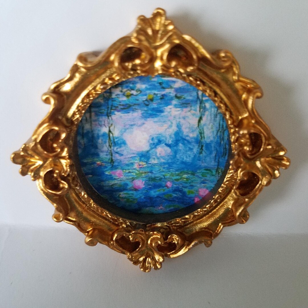 Miniature Framed Picture Claude Monet Pink and Blue Lilies Lily Fancy ...