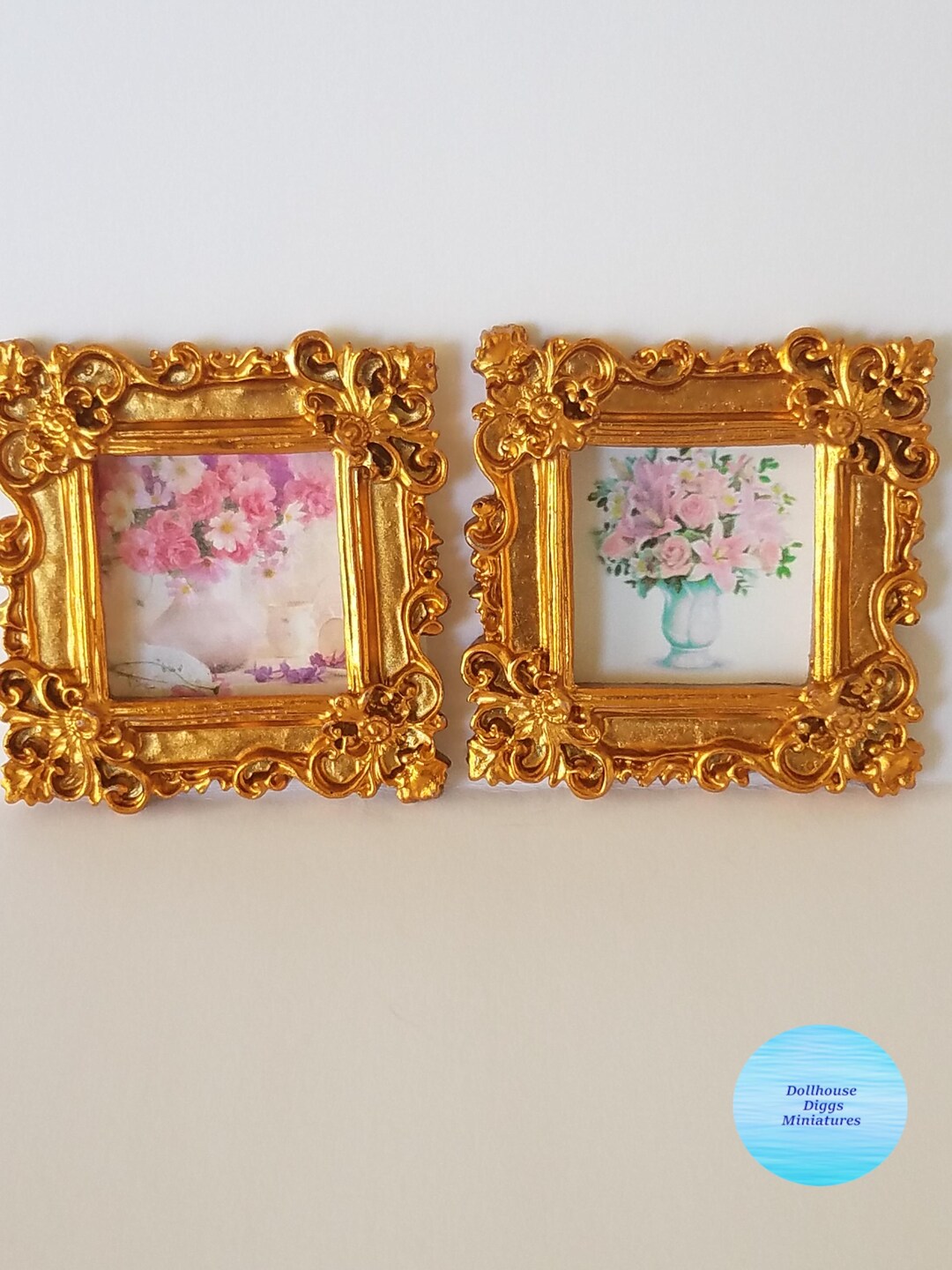 2 Miniature French Shabby Chic Framed Pictures Dollhouse Diggs Little ...