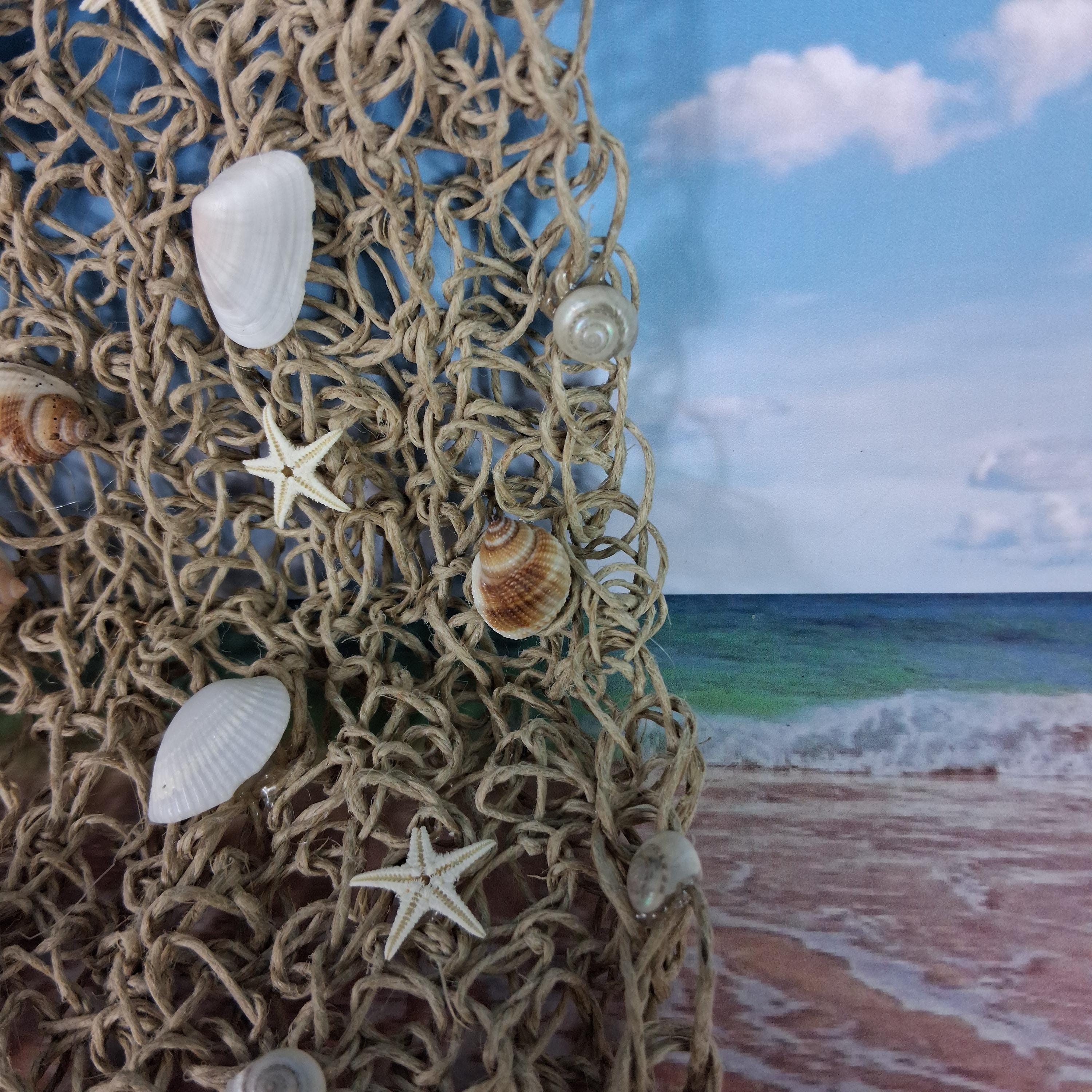 Miniature Fishing Net, Natural Shells and Starfish, Dollhouse Nautical ...