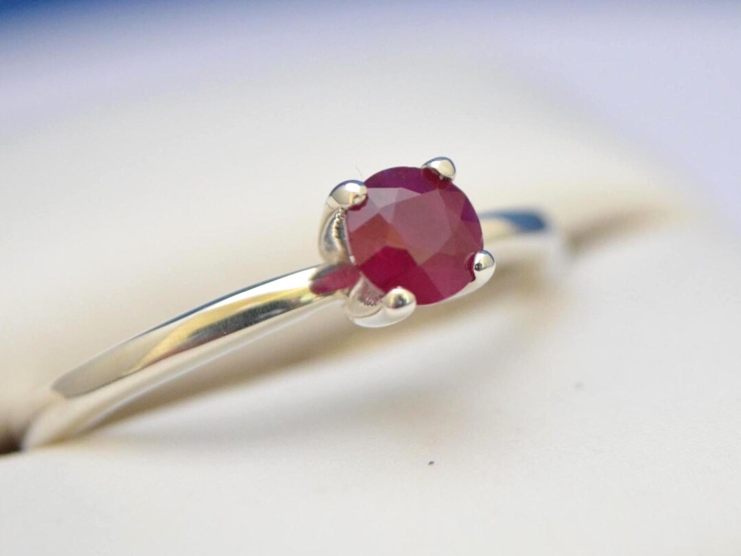 Ruby Ring - 0.67 Ct. - Dark Red Genuine Earth Mined in Burma (myanmar ...