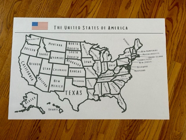 Giant Coloring Poster of the USA Map With States - Etsy