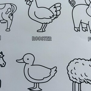 Coloring Placemat for Kids on the Farm Barn Horse Goat Cow Pig Duck ...
