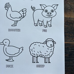 Coloring Placemat for Kids on the Farm Barn Horse Goat Cow Pig Duck ...