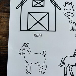 Coloring Placemat for Kids on the Farm Barn Horse Goat Cow Pig Duck ...