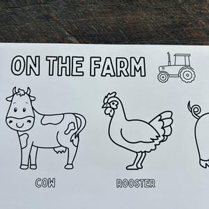 Coloring Placemat for Kids on the Farm Barn Horse Goat Cow Pig Duck ...