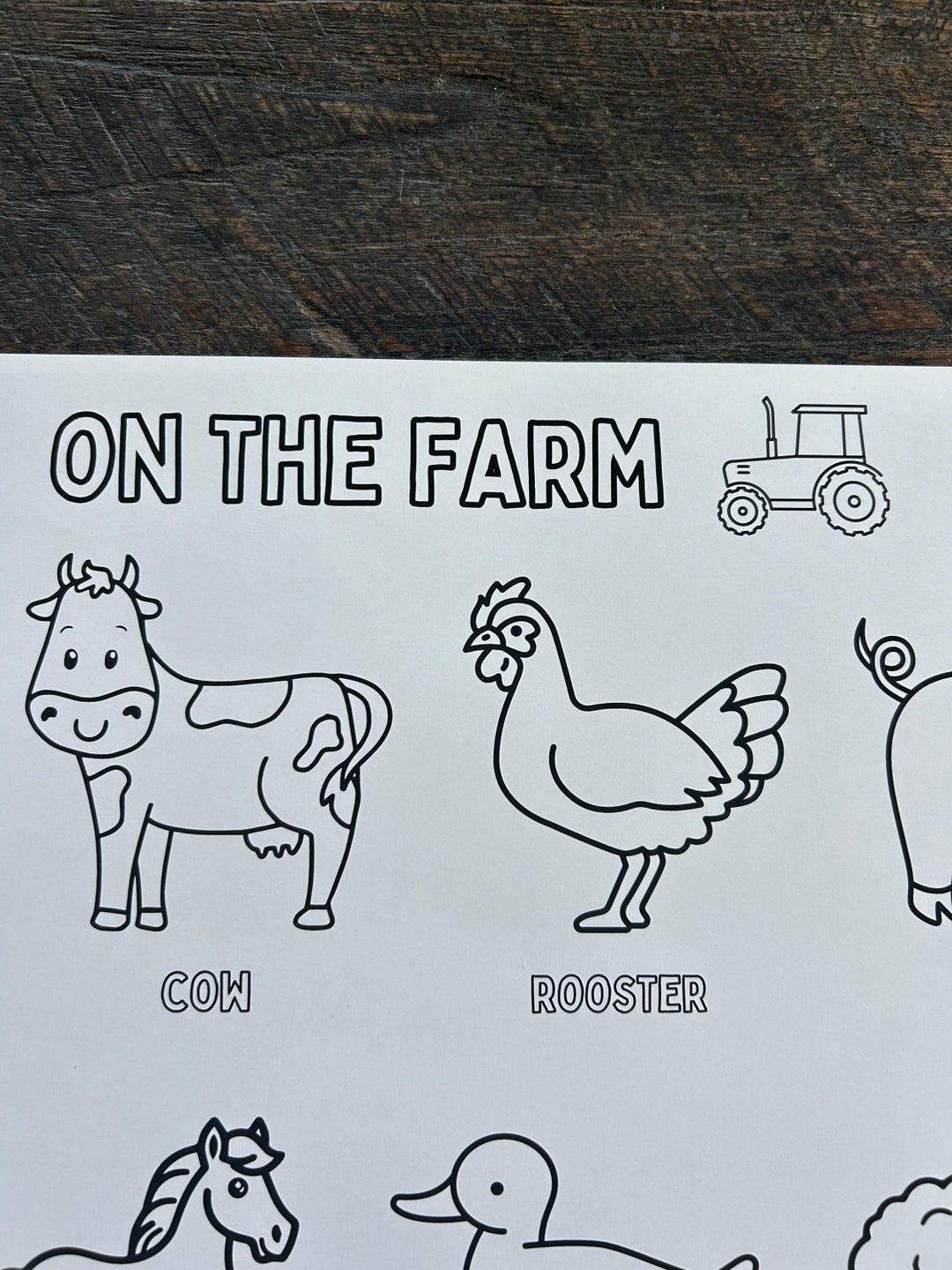 Coloring Placemat for Kids on the Farm Barn Horse Goat Cow Pig Duck ...