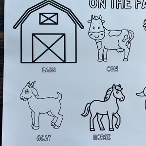 Coloring Placemat for Kids on the Farm Barn Horse Goat Cow Pig Duck ...