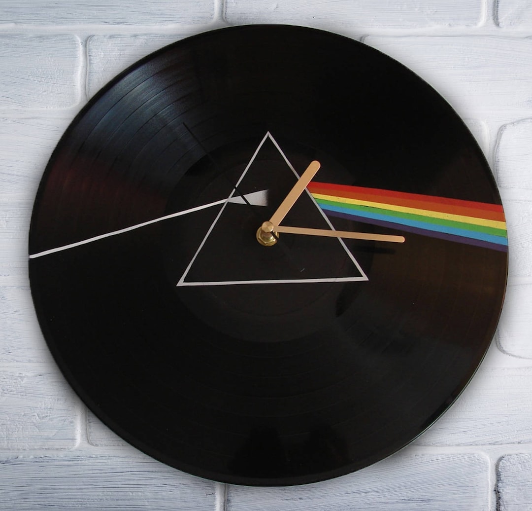 Pink Floyd Vinyl Record Clock: Hand-painted Dark Side of the Moon Art ...