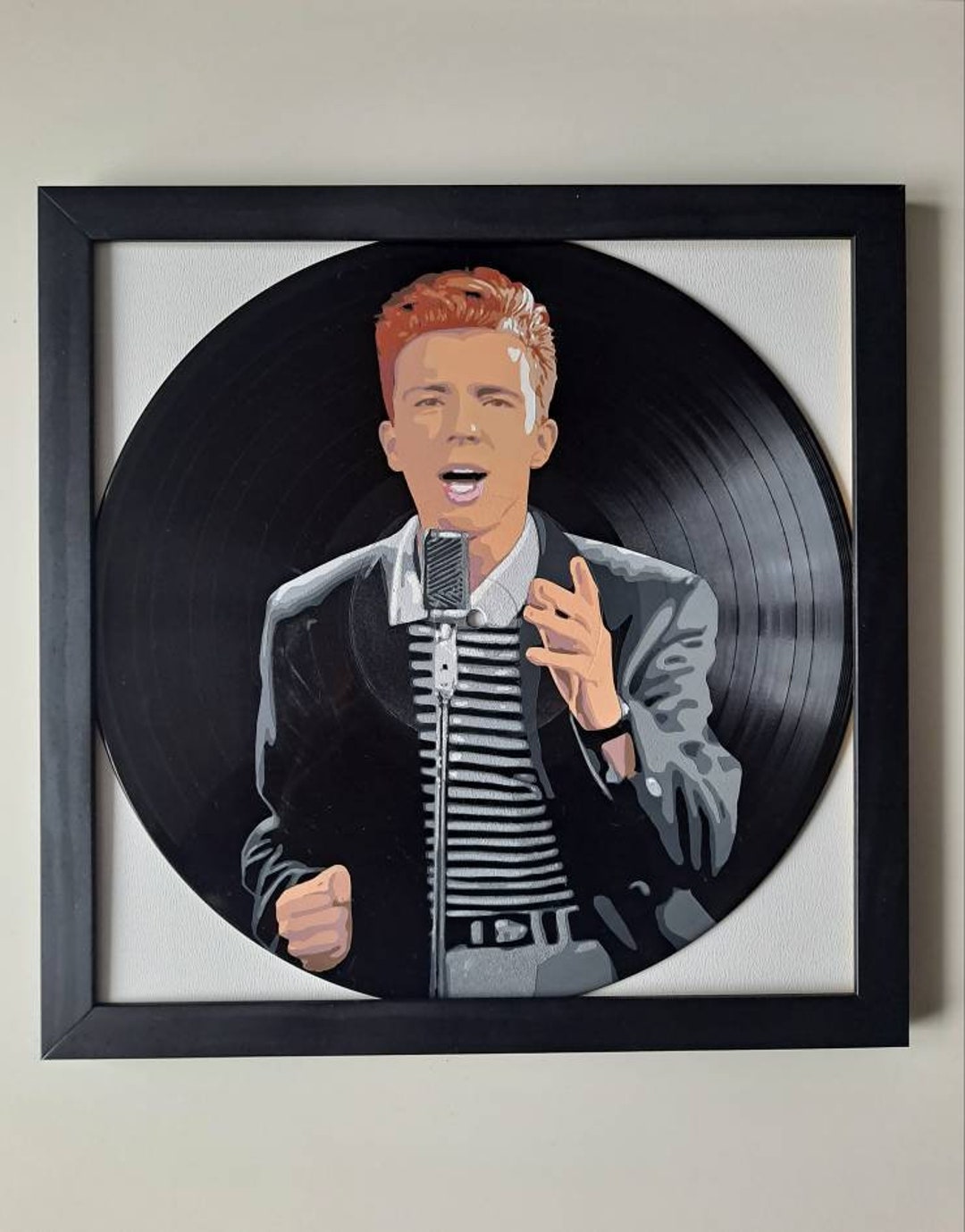 Rick Astley Painted on Vinyl Record - Framed and Ready to Hang. Vinyl ...