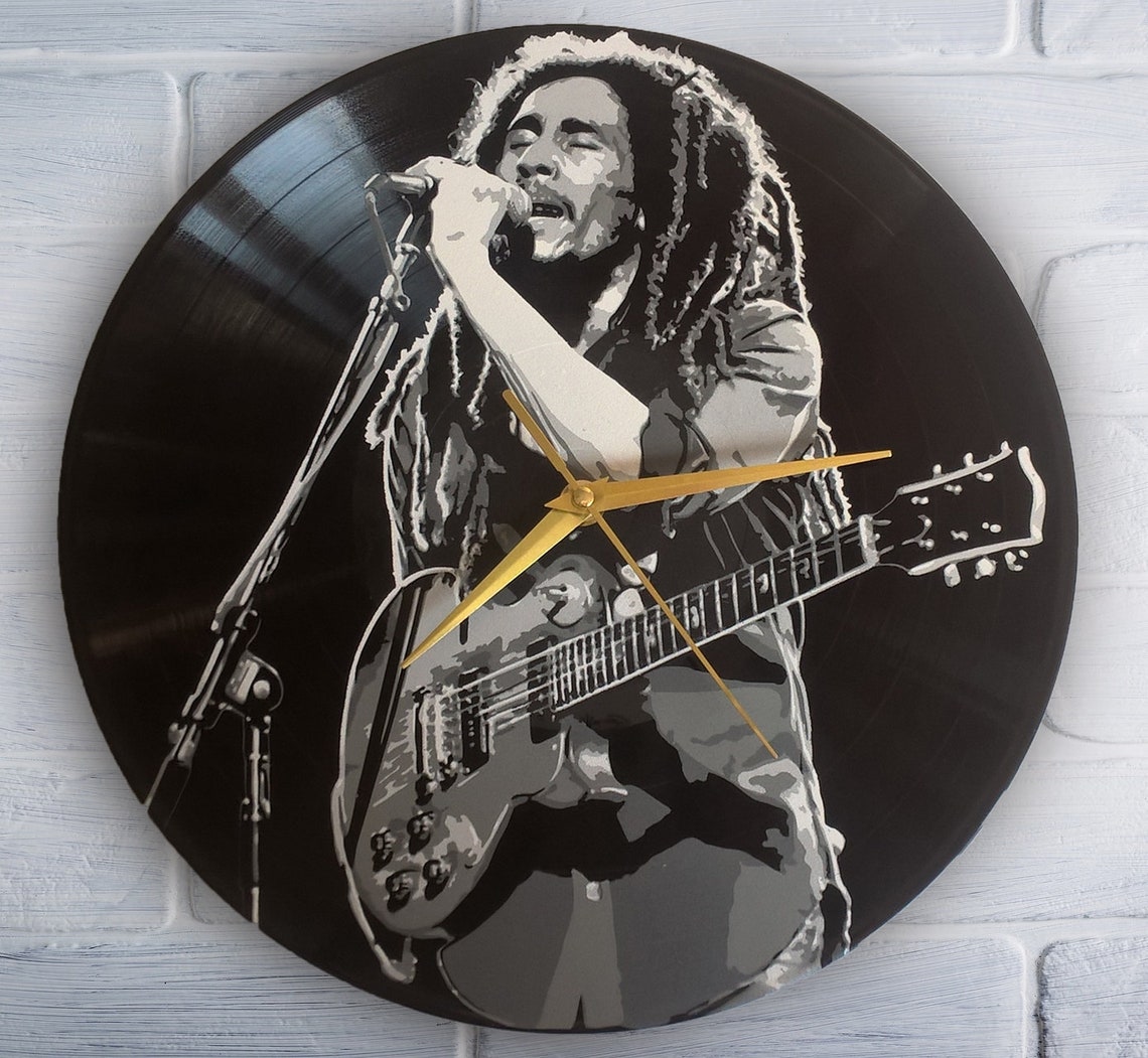 Painted Reggae Vinyl Record Clock,. Wall Clock . Gift for Music Lover ...