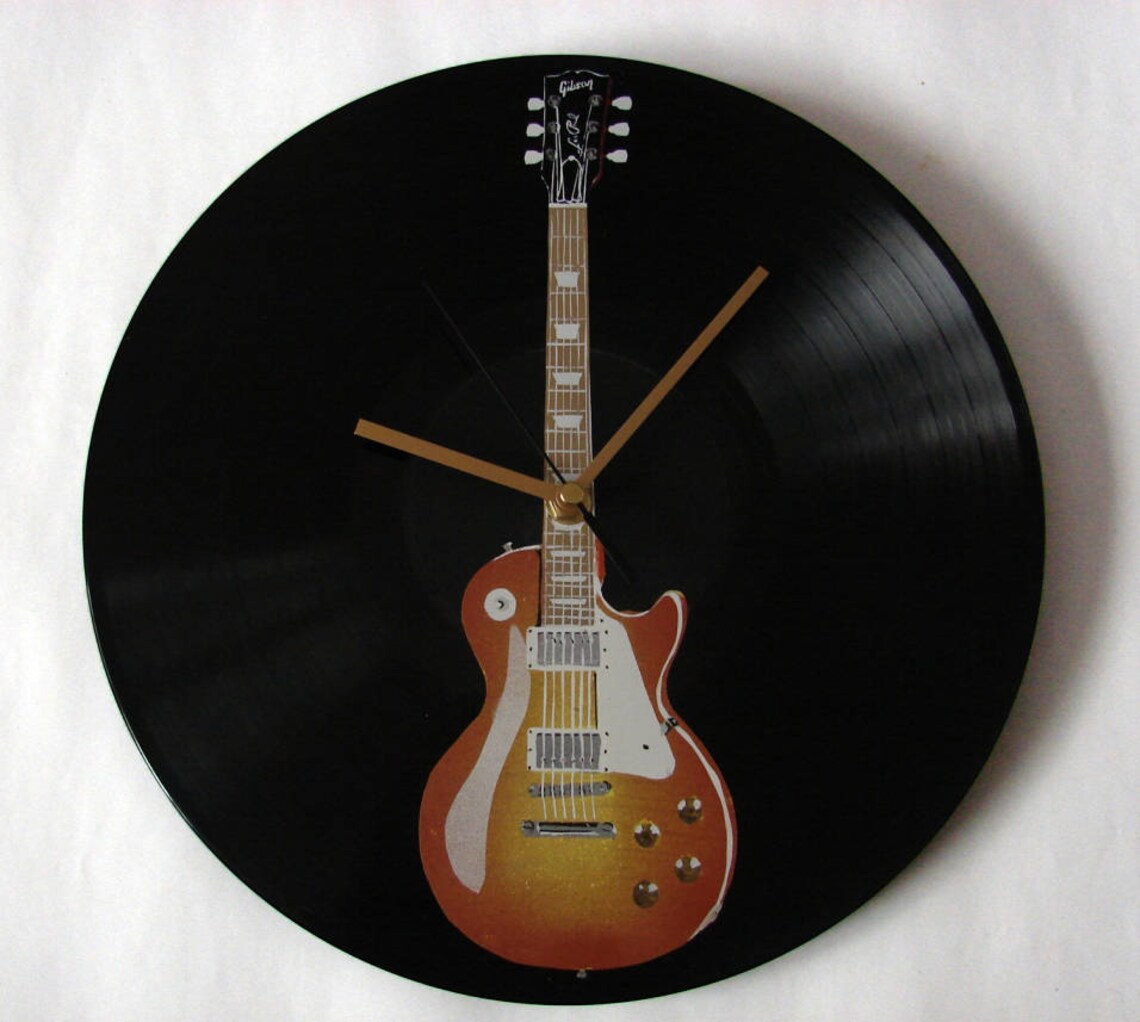 Electric Guitar Painted Vinyl Record Clock. Gibson Les Paul - Etsy