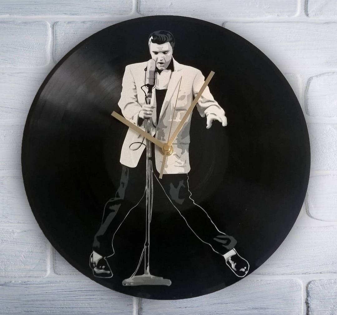Elvis Painted Retro Vinyl Record Clock,. Wall Clock . Gift for Music ...