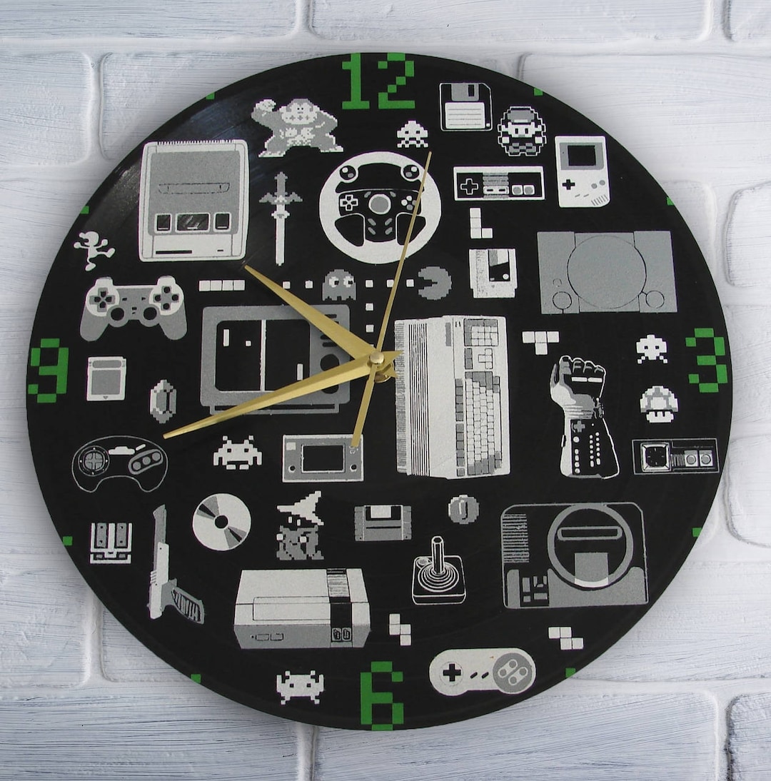 Retro Video Games Painted Vinyl Record Clock, Wall Clock. Gift for ...