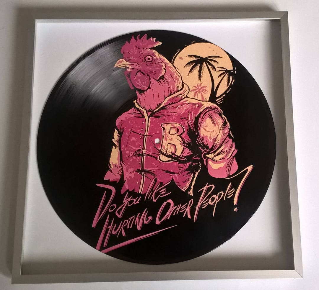 Hotline Miami Painted on Vinyl Record - Framed and Ready to Hang. Vinyl ...