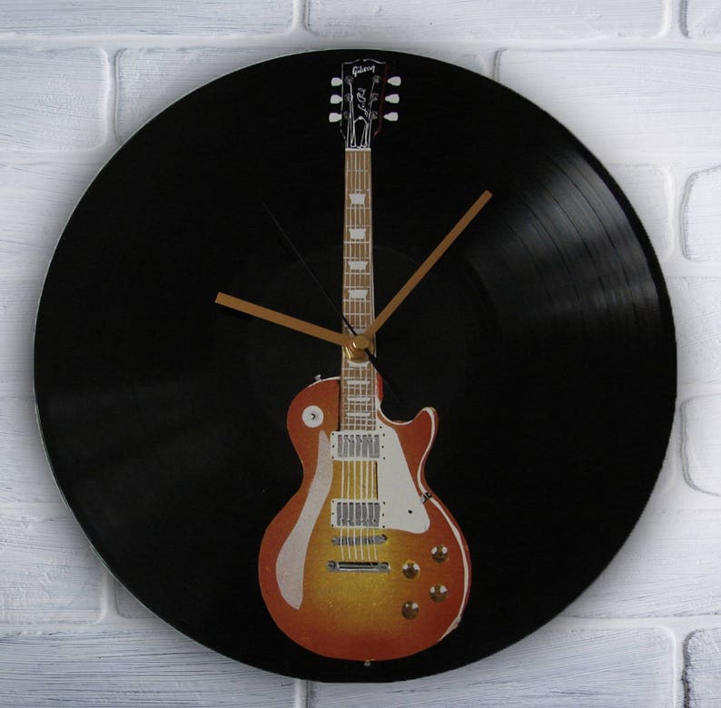 Electric Guitar Painted Vinyl Record Clock. Gibson Les Paul - Etsy