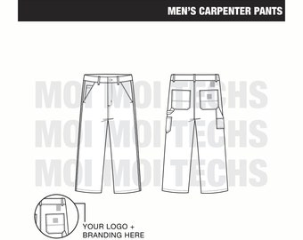 Unisex Flare Pants Flat Technical Drawing Illustration Blank Streetwear ...