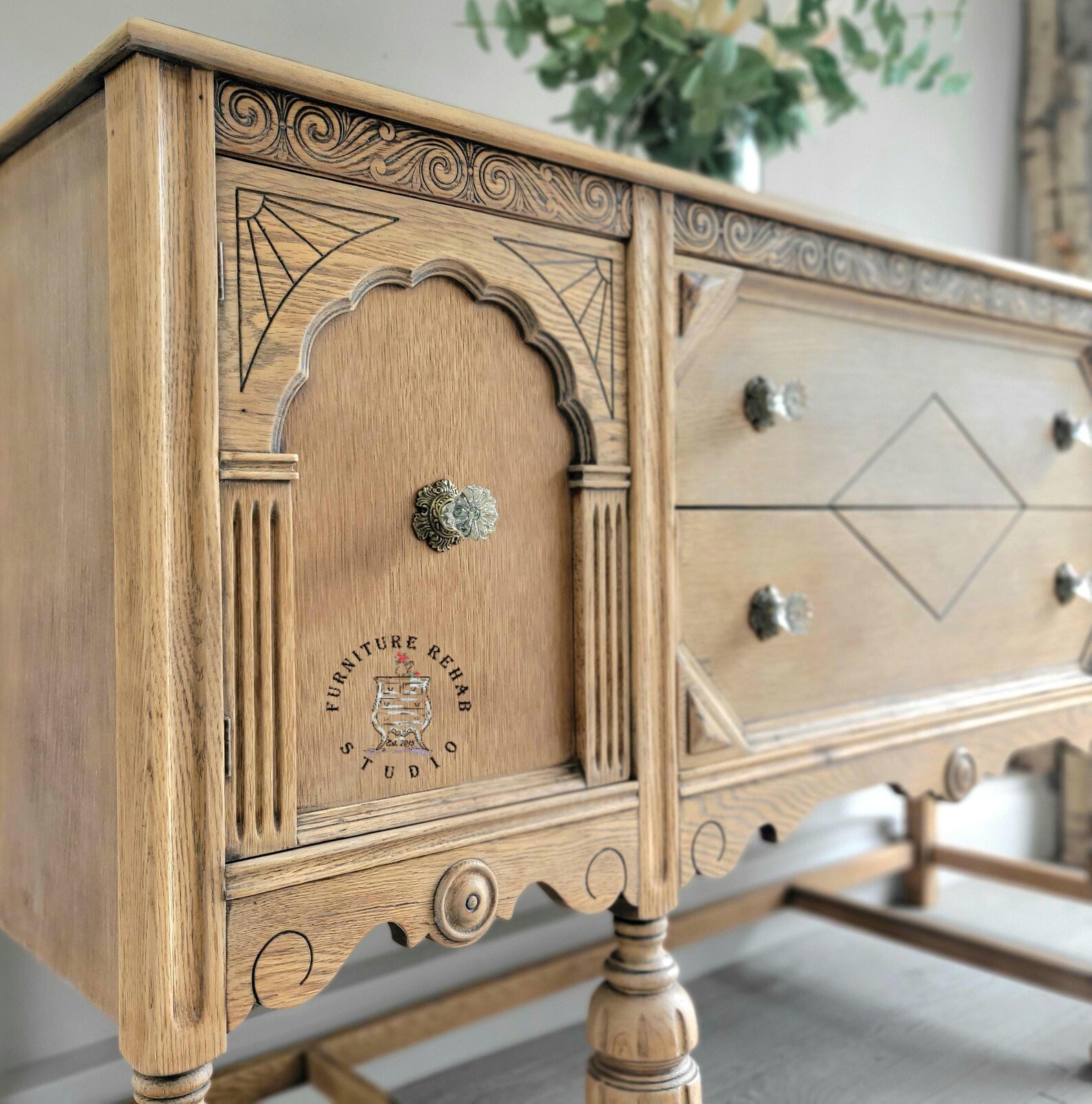 SOLD Antique Jacobean Ornate Oak Buffet Server - Etsy