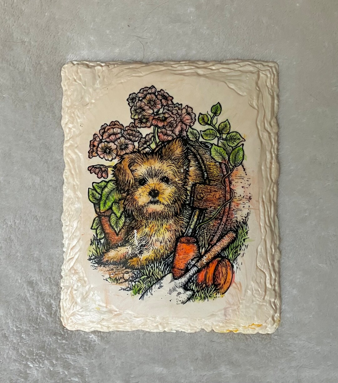 Cottagecore Yorshire Terrior Etching Wall Hanging - Etsy