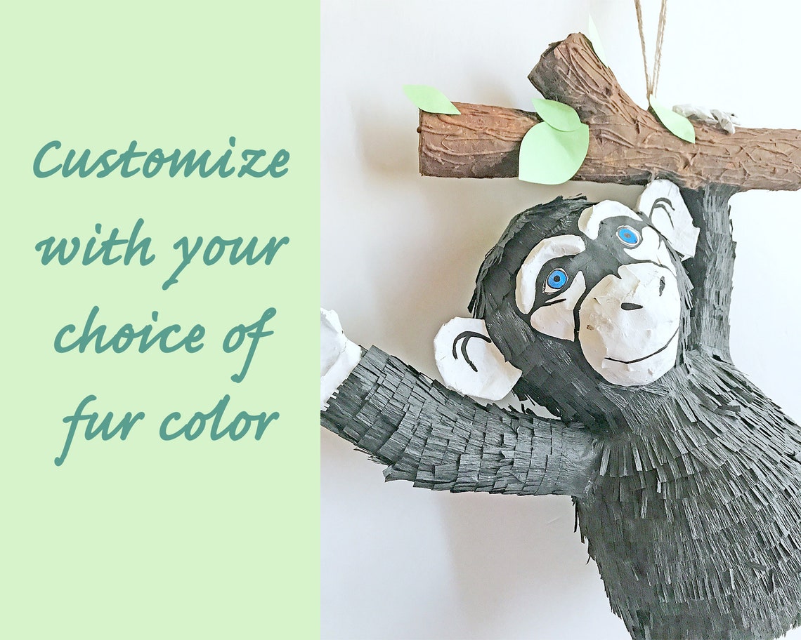 Monkey Pinata Monkey Birthday Party Monkey Party Jungle Party Zoo ...