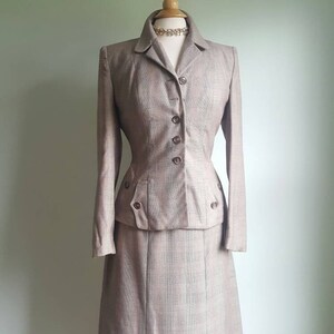 Vintage 1940s Wool Joselli Skirt Suit, Khaki Tan, Gray, Light Brown ...