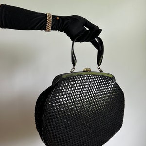 Vintage 1950s 1960s Large Black Checkerboard Purse, Handbag, Formal ...