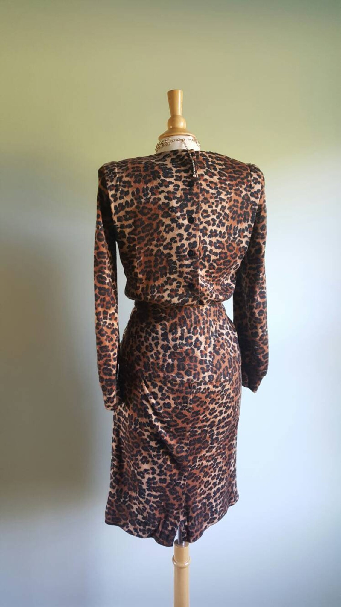 Vintage 1980s Does 1940s Leopard Print Dress Long Sleeves - Etsy