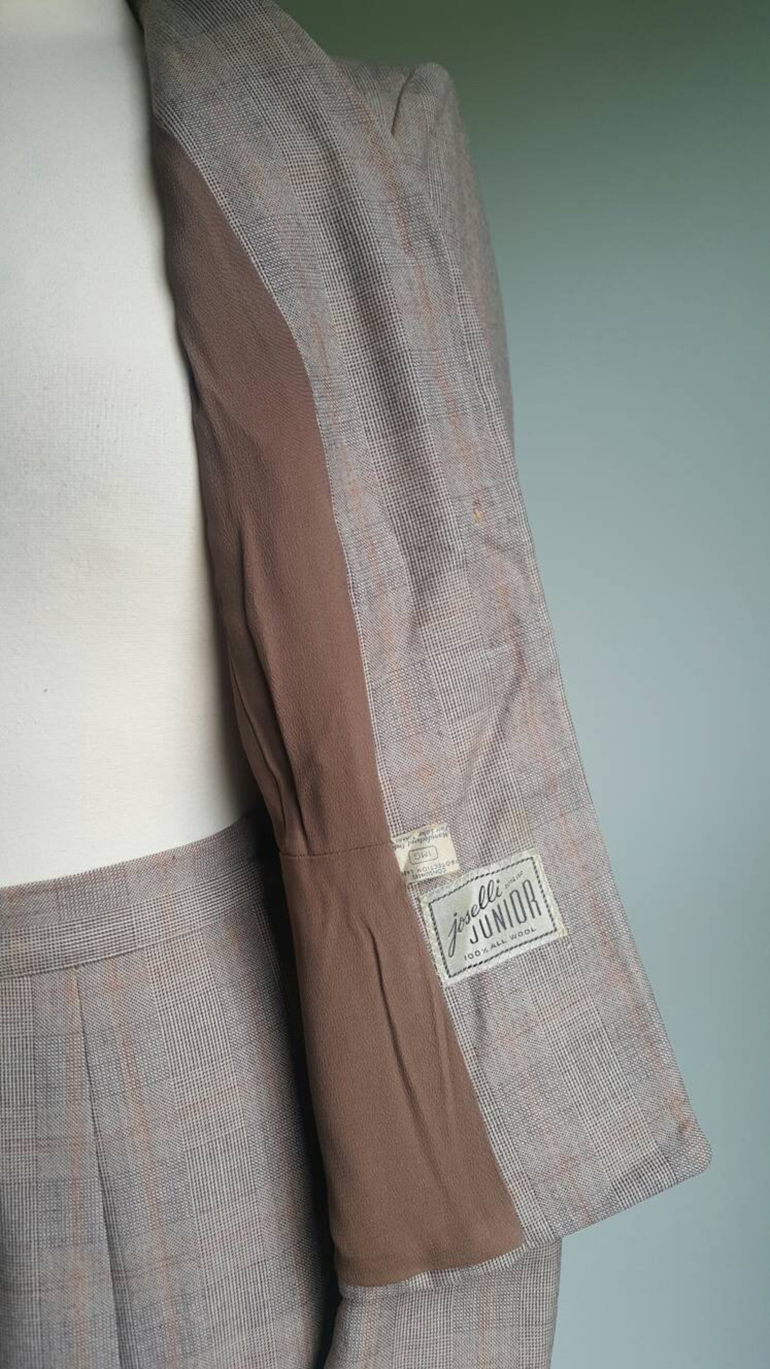 Vintage 1940s Wool Joselli Skirt Suit Khaki Tan Gray Light - Etsy