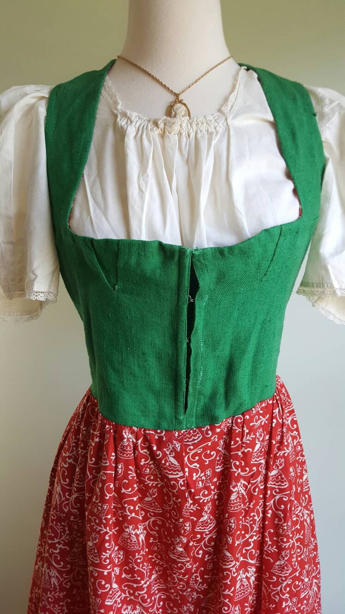 Vintage 1940s Novelty Print Folk Dirndl and Matching Lacy - Etsy