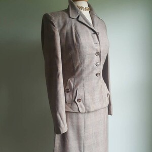 Vintage 1940s Wool Joselli Skirt Suit, Khaki Tan, Gray, Light Brown ...