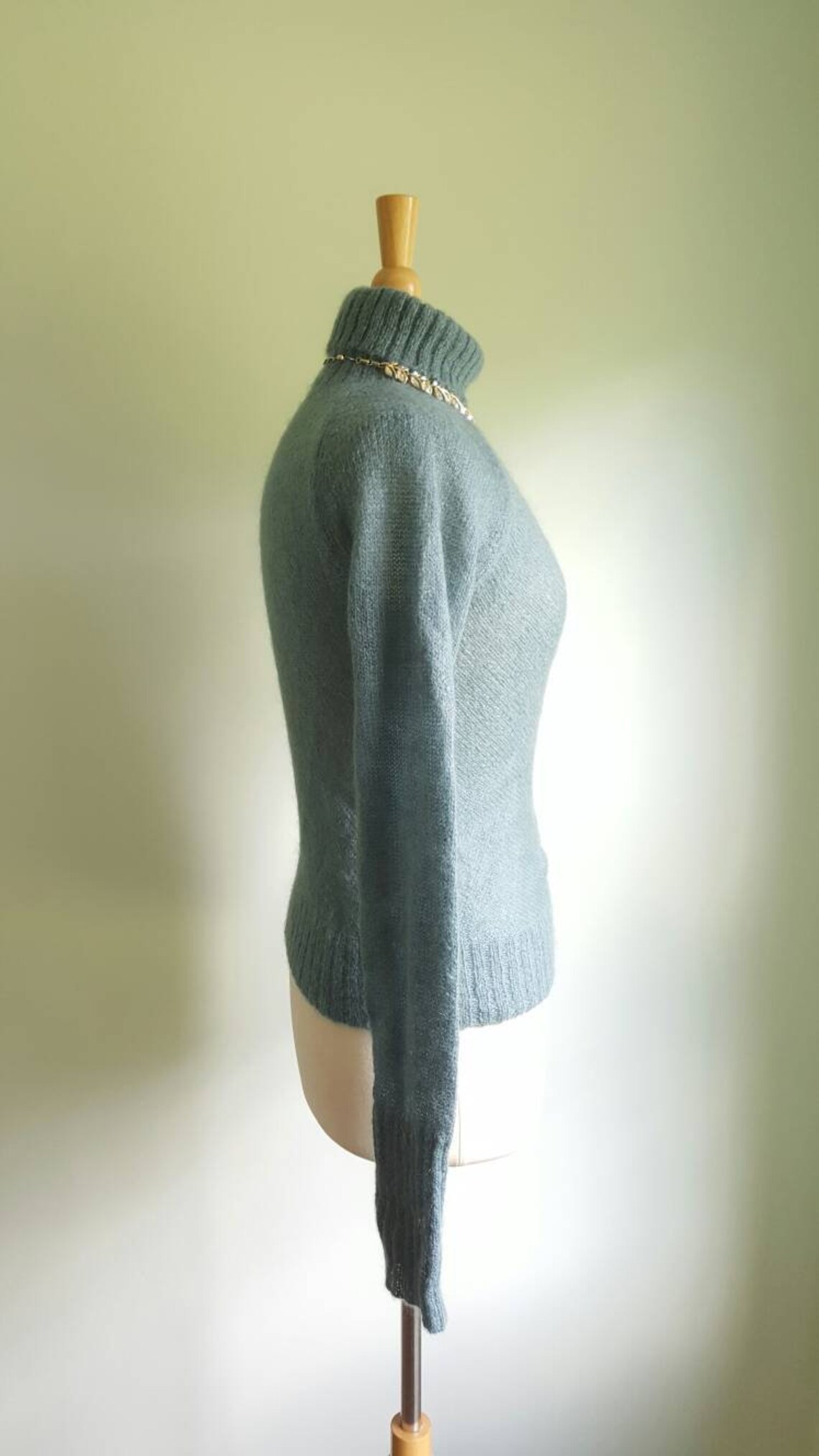 Vintage Cornflower French Gray Blue Mohair Sweater, Pullover Turtleneck ...