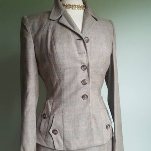 Vintage 1940s Wool Joselli Skirt Suit, Khaki Tan, Gray, Light Brown ...