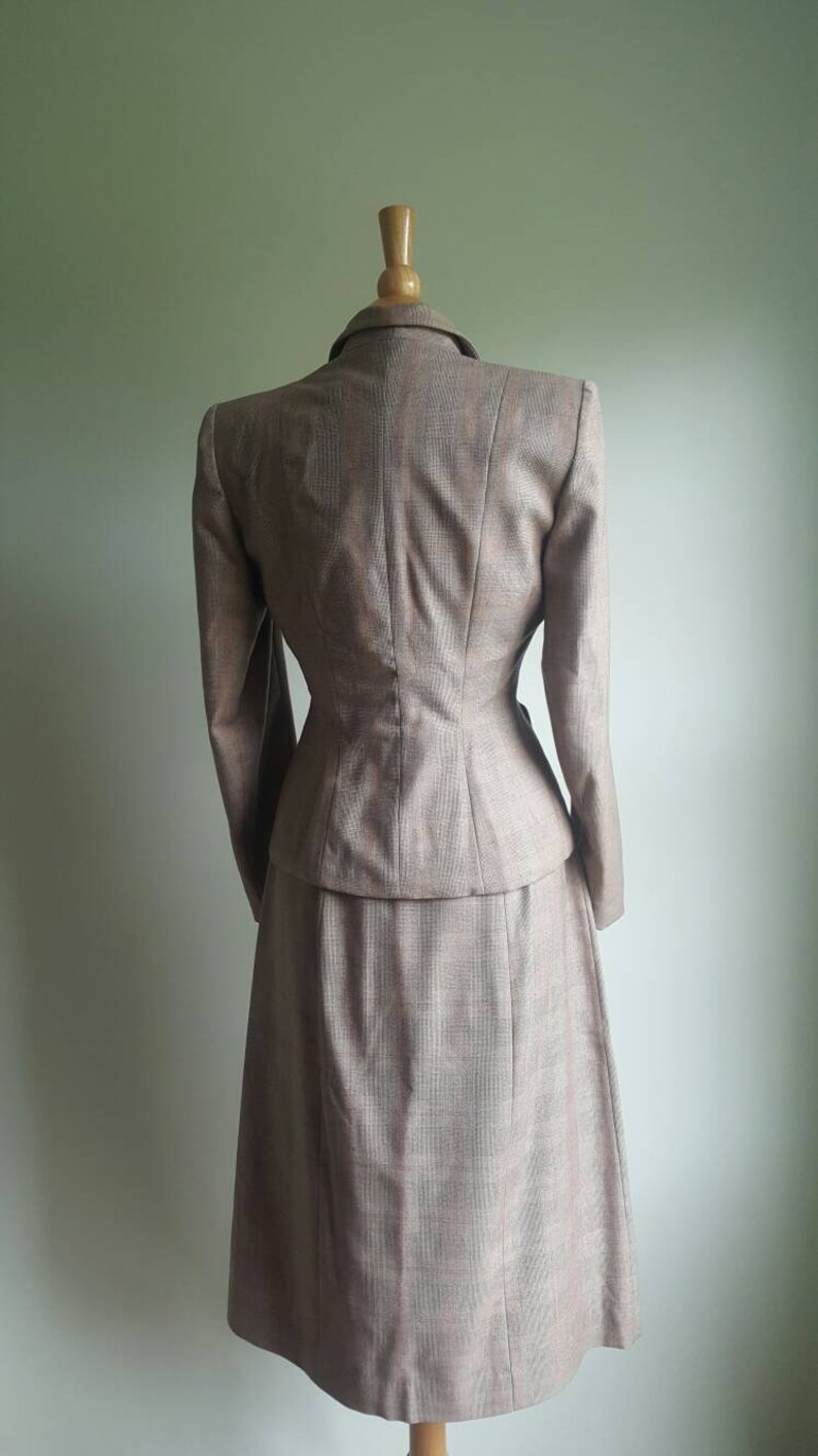 Vintage 1940s Wool Joselli Skirt Suit Khaki Tan Gray Light | Etsy
