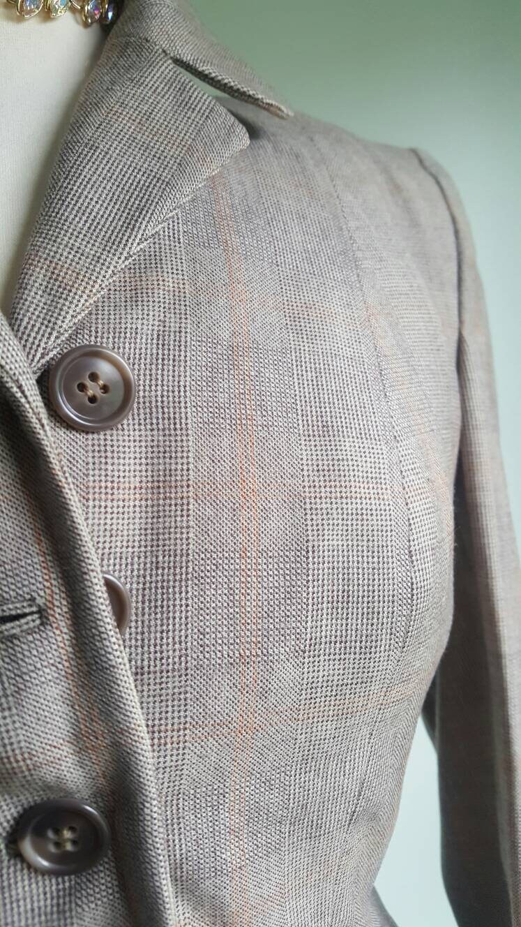 Vintage 1940s wool Joselli skirt suit khaki tan gray light | Etsy