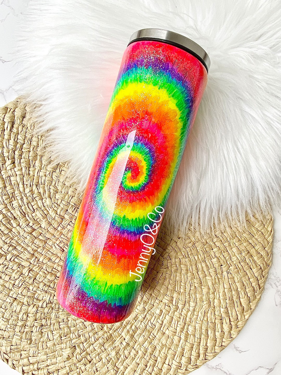Tie-dye Tumbler, Tie-dye Cup, Hand Painted Tie-dye Tumbler, Neon Tie ...