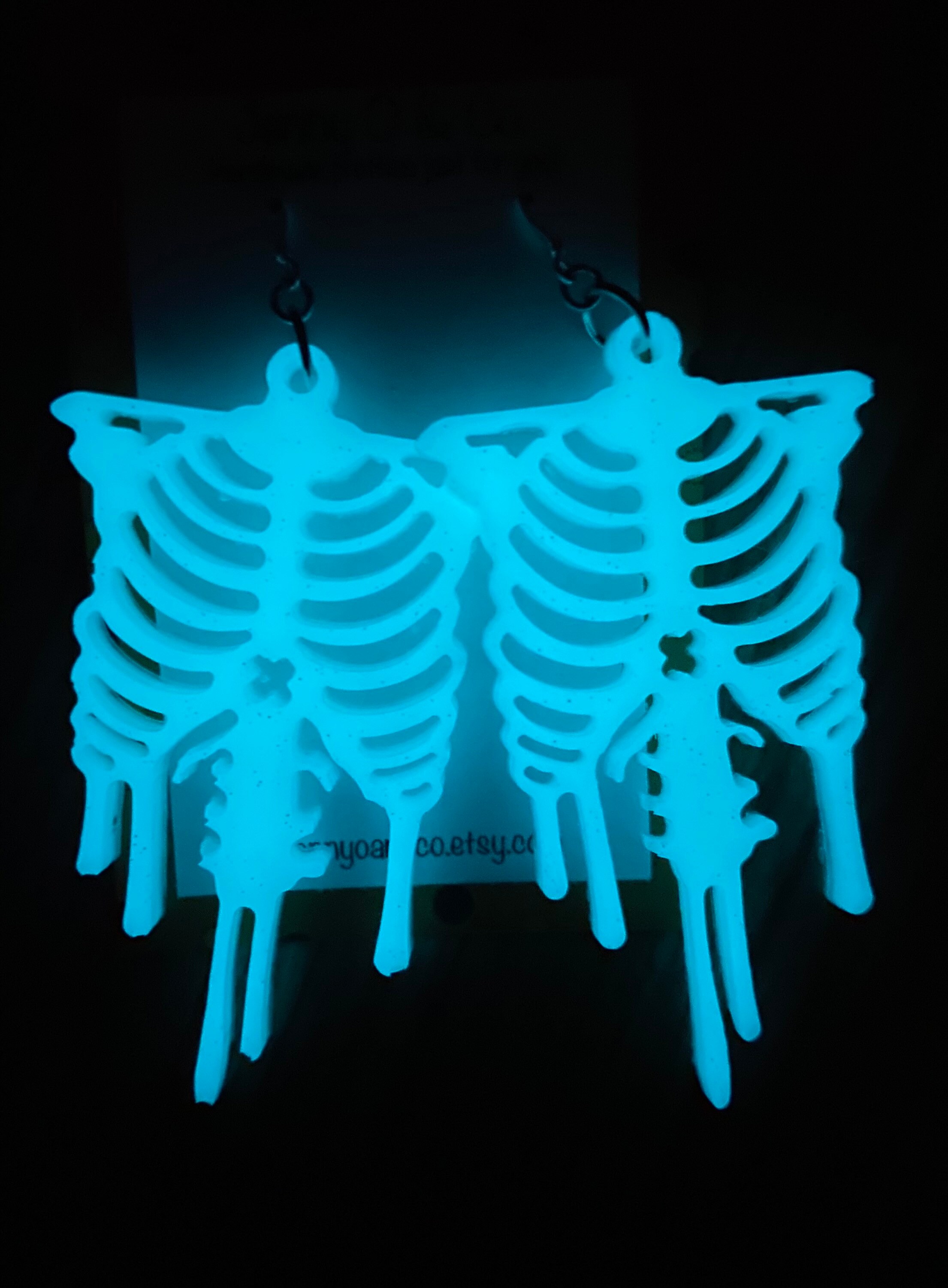 JennyOandCo Glow in The Dark Skeleton Earrings Glow Skeleton Earrings Glow in The Dark Earrings Halloween Earrings Costume Earrings
