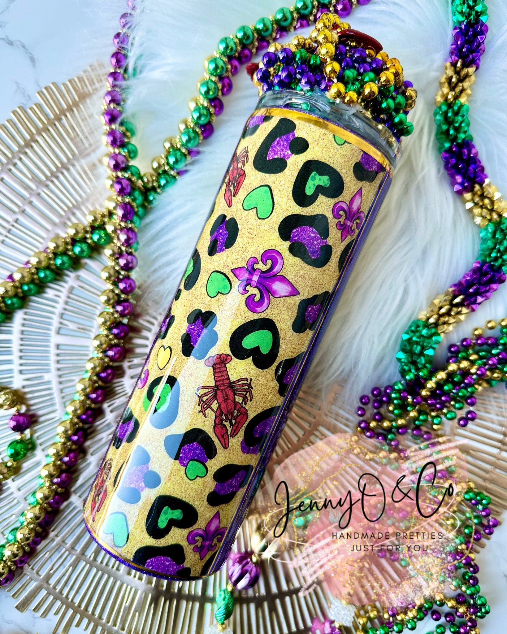 Mardi Gras Tumbler, Ready to Ship Mardi Gras Tumbler, Crawfish Mardi ...