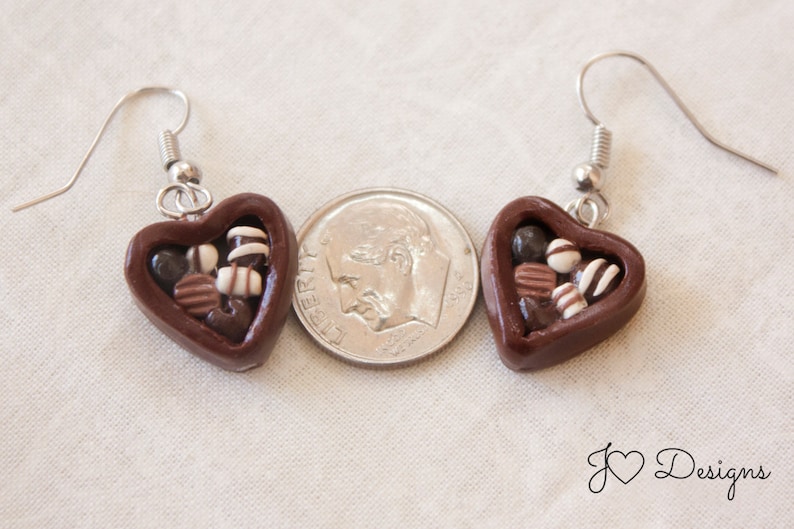 Box of Chocolate Earrings Chocolate Heart Earrings Chocolate | Etsy
