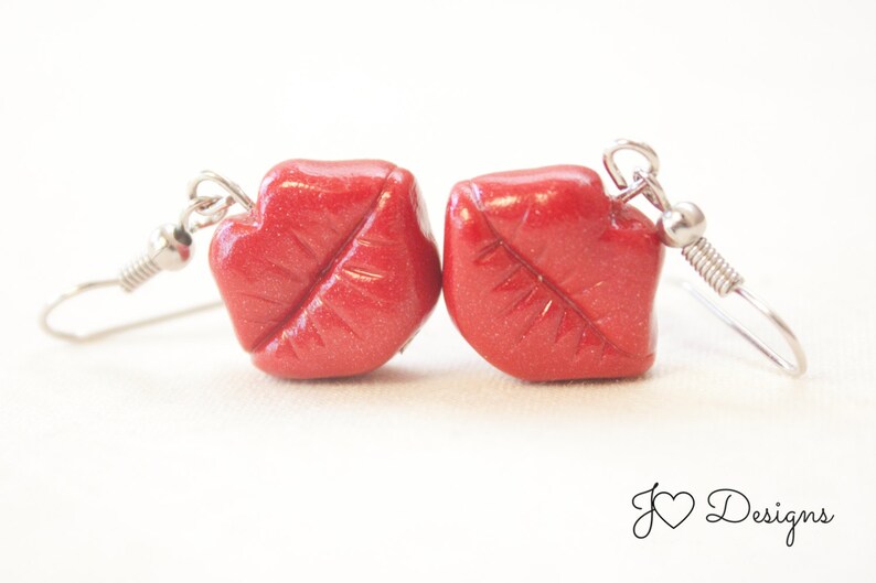 Lip Earrings, Dangle Lip Earrings, Red Lip Earrings, Pink Lip Earrings ...