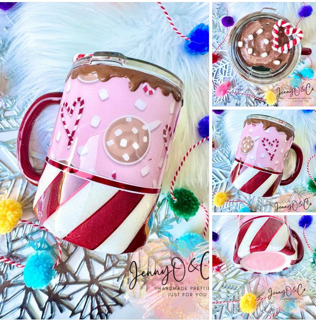 Christmas Mug, Peppermint Mug, Hot Chocolate Mug, Hot Chocolate Tumbler ...