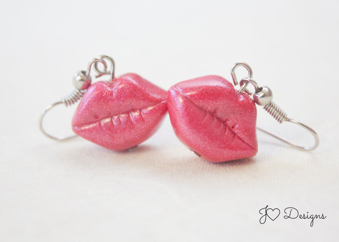 Lip Earrings, Dangle Lip Earrings, Red Lip Earrings, Pink Lip Earrings ...