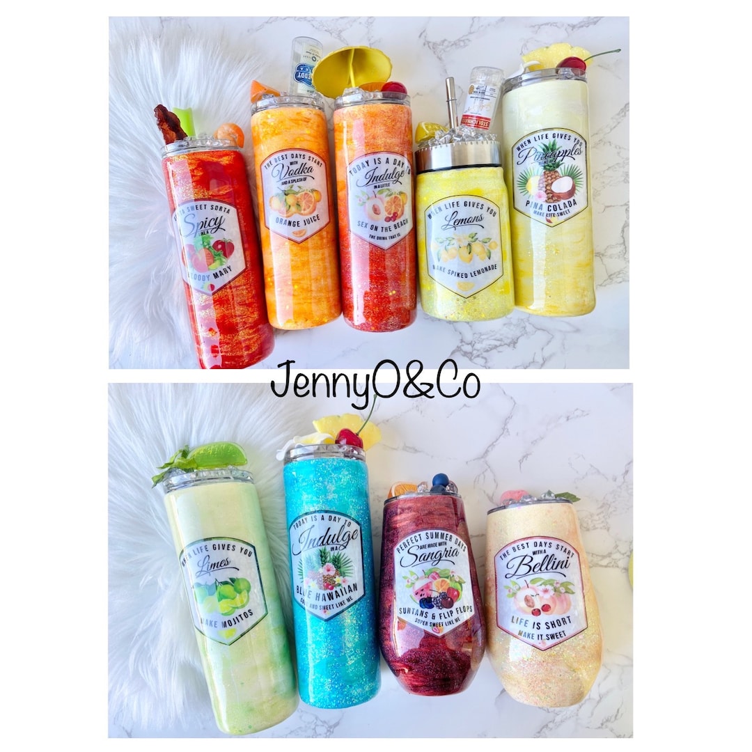 Cocktail Tumblers, Bloody Mary Tumbler, Pina Colada Tumbler, Mojito ...