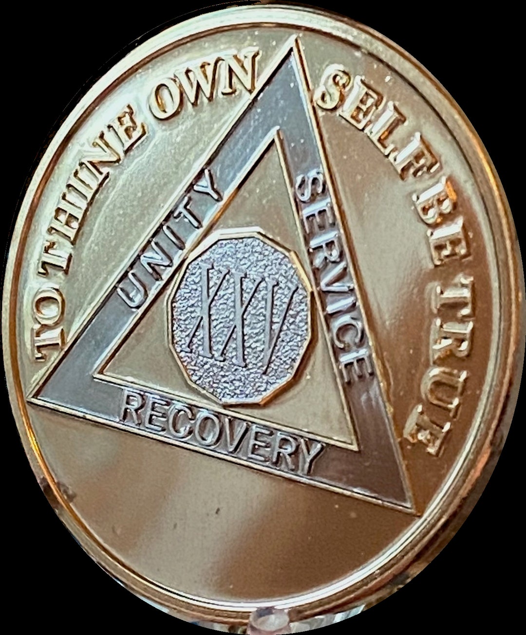 25 Year AA Medallion Large 1.5 Inch 22k Gold Plated Sobriety Chip ...
