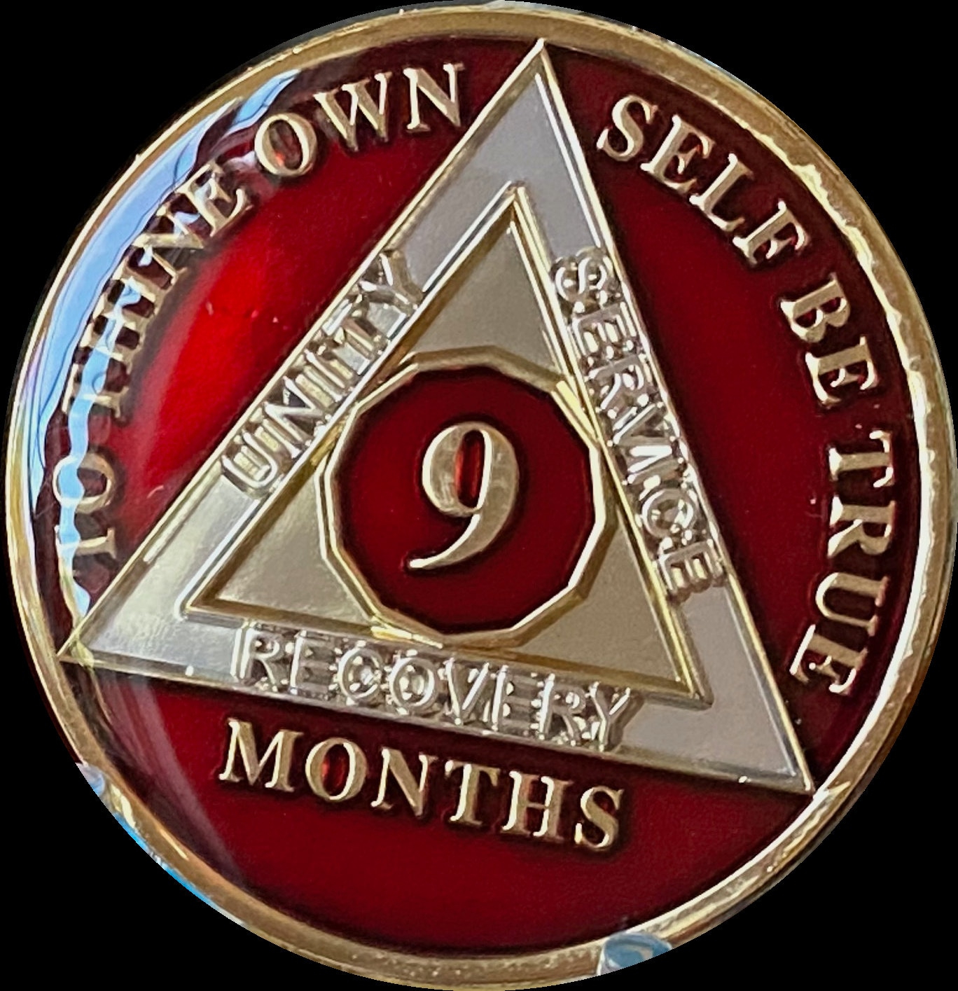 1 2 3 4 5 6 7 8 9 10 11 or 18 Month AA Medallion Metallic Red Tri-plate ...